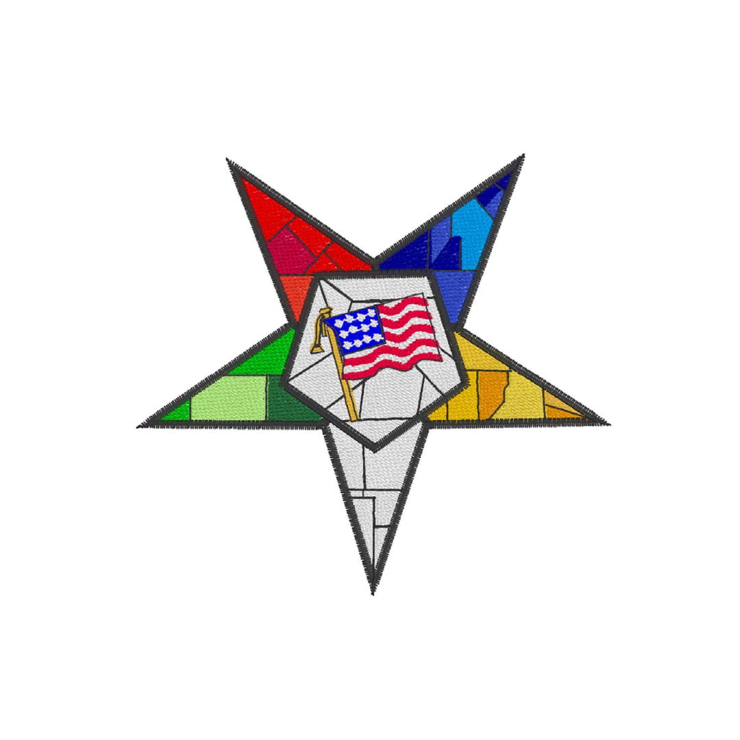 O.E.S. Flag Bearer Emblem Stained Glass - 4x4 - Embroidery Design ...