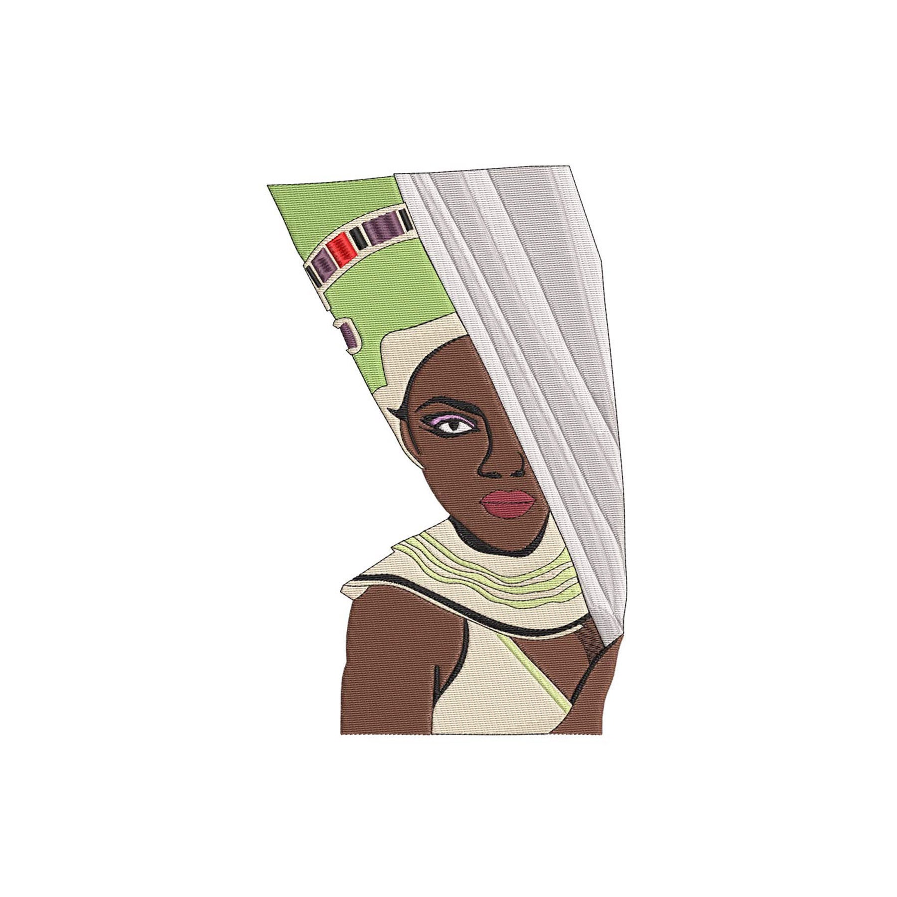 African Queen Peeking- Digital Embroidery Design - 4x4, 6x6, 8x8, 10x10 ...