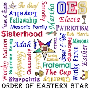 OES Word Square - Order of Eastern Star- Eastern Star- Embroidery ...