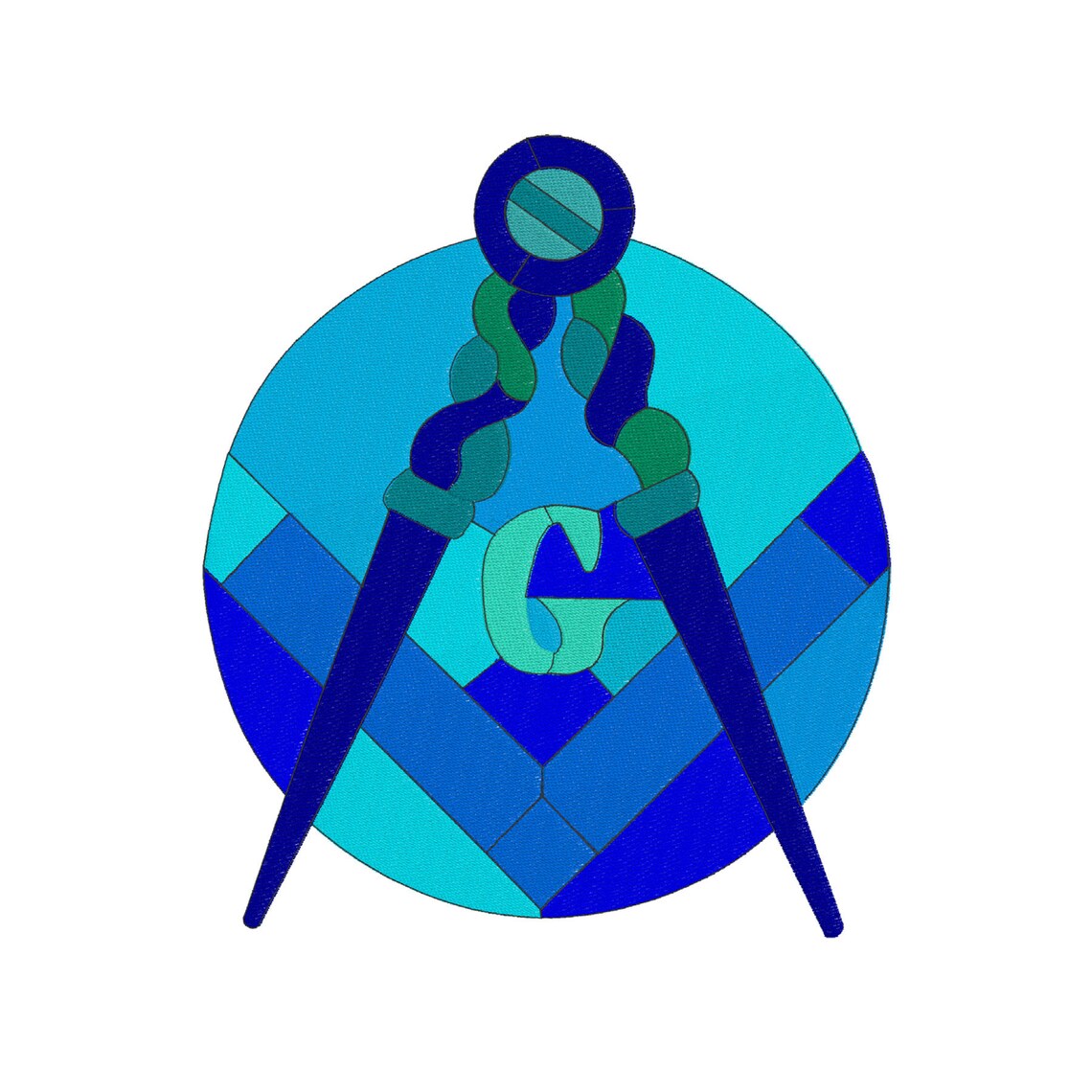 Stained Glass - Square & Compasses- 4x4, 5x6, 7x8, 9x10, and 10x12 ...