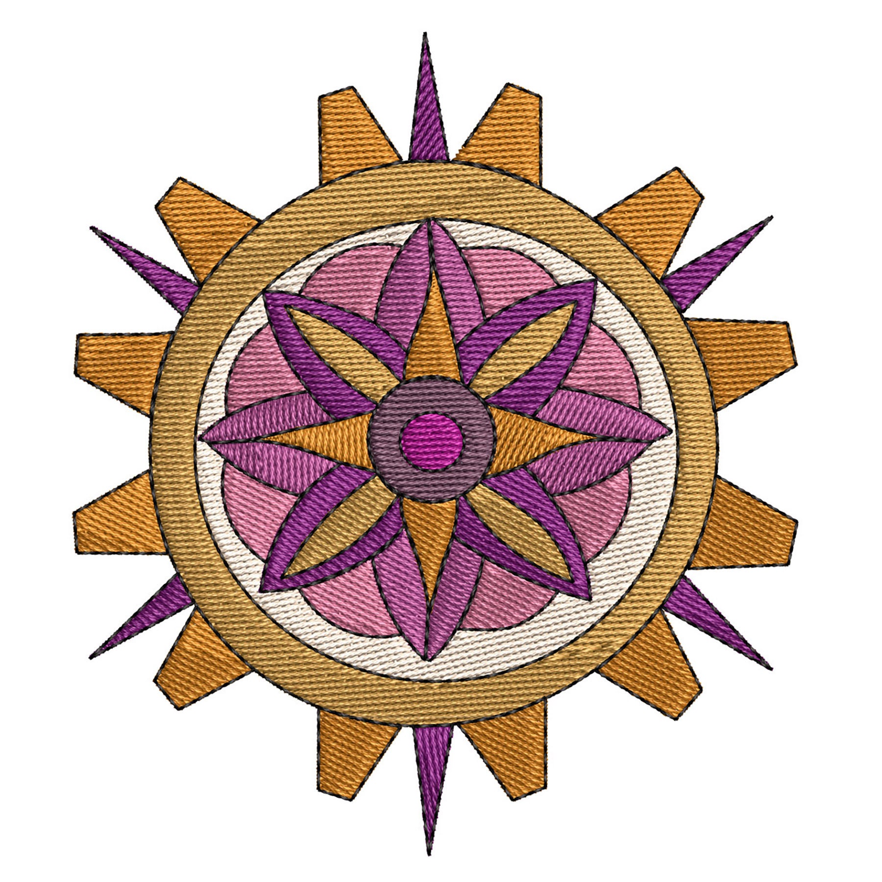 Steampunk Rose Cog - Digital Machine Embroidery Design - 2x2, 3x3, 4x4 ...