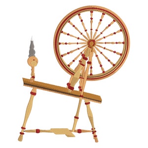 Realistic Spinning Wheel - Digital Machine Embroidery Design - 4x4, 5x5 ...