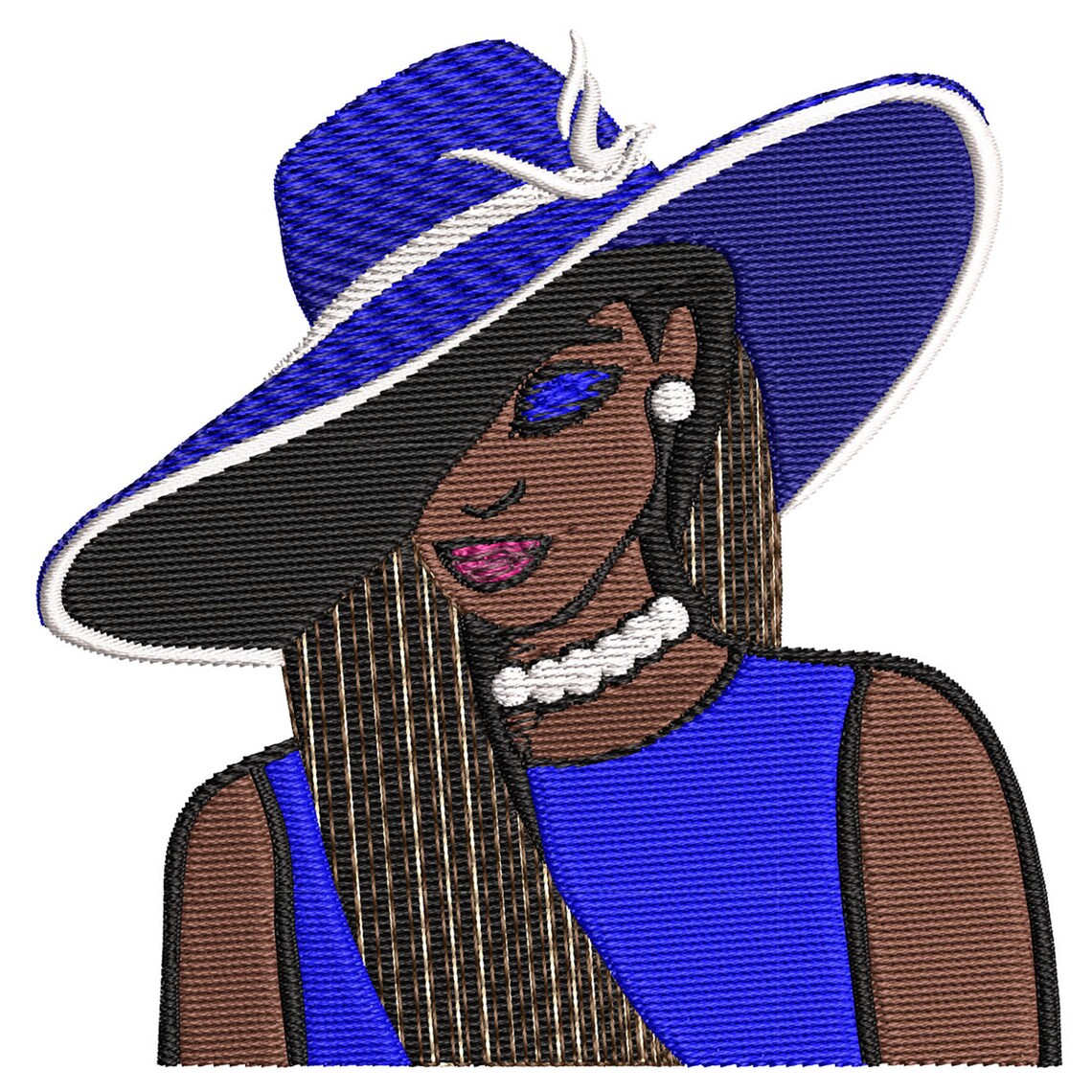 Lady in Blue Hat With Dove - Digital Embroidery Design - 4x4, 5x5, 6x6 ...