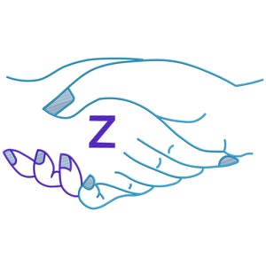 Z Hands - Digital Embroidery Design - 2x3, 3x4, 3x5, 4x6, 5x8, 6x9 ...
