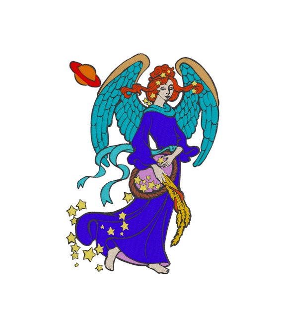 Art Deco Virgo Design Zodiac Sign Embroidery Design the | Etsy