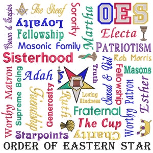 OES Word Square - Order of Eastern Star- Eastern Star- Embroidery ...