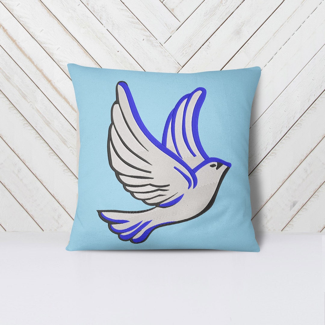 Dove With Blue Accents Side View- Digital Machine Embroidery Design ...
