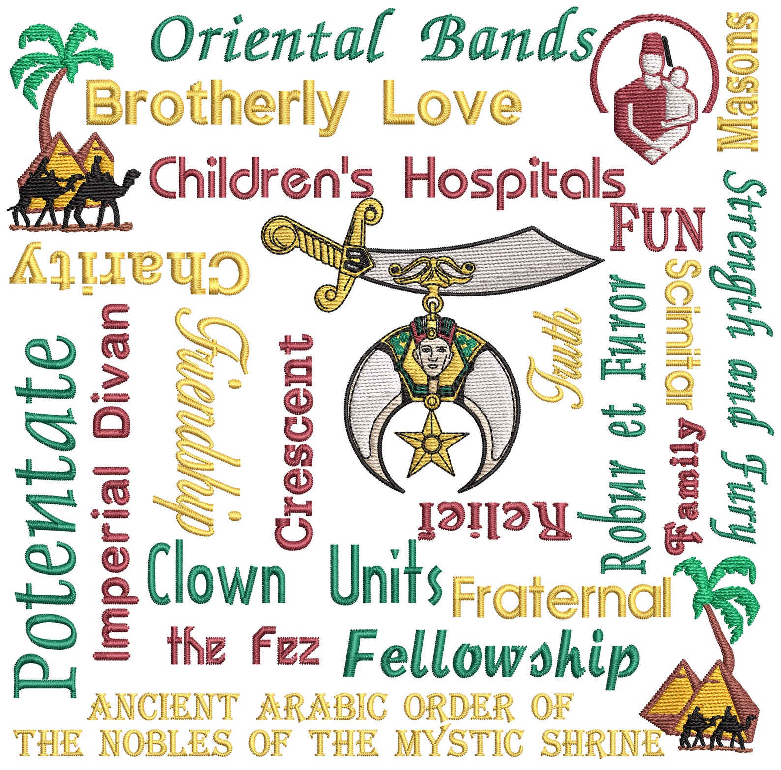 Shriners Word Square Digital Machine Embroidery Design - Etsy