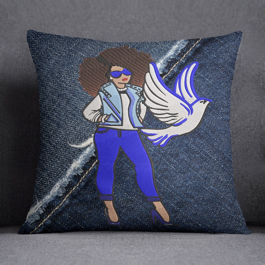 Blue Lady With Dove - Digital Embroidery Design - 4x4, 5x5, 6x6, 7x8 ...