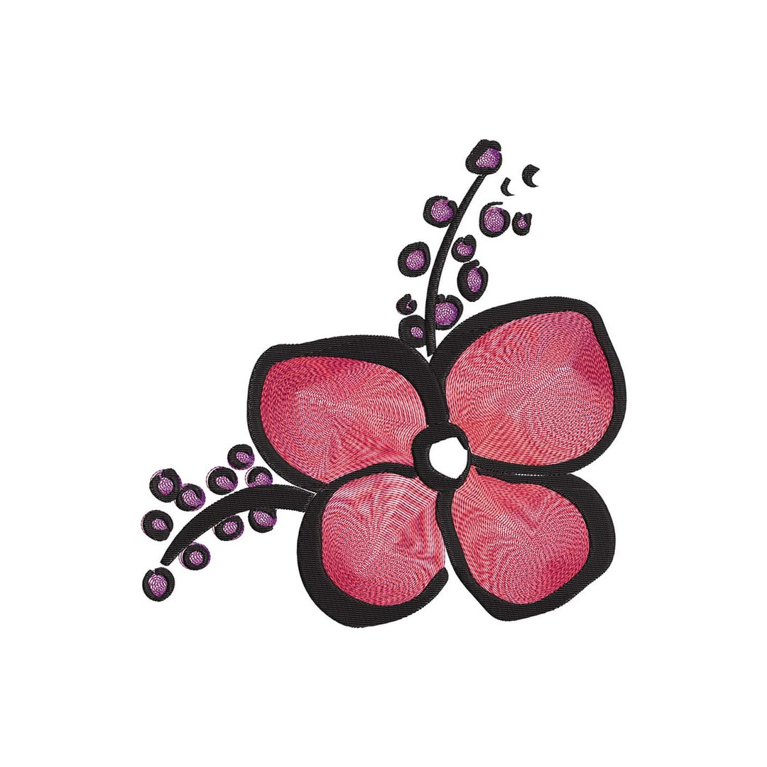 Red Watercolor Flower With Berries - Embroidery Design - 4x4, 6x6, 8x8 ...