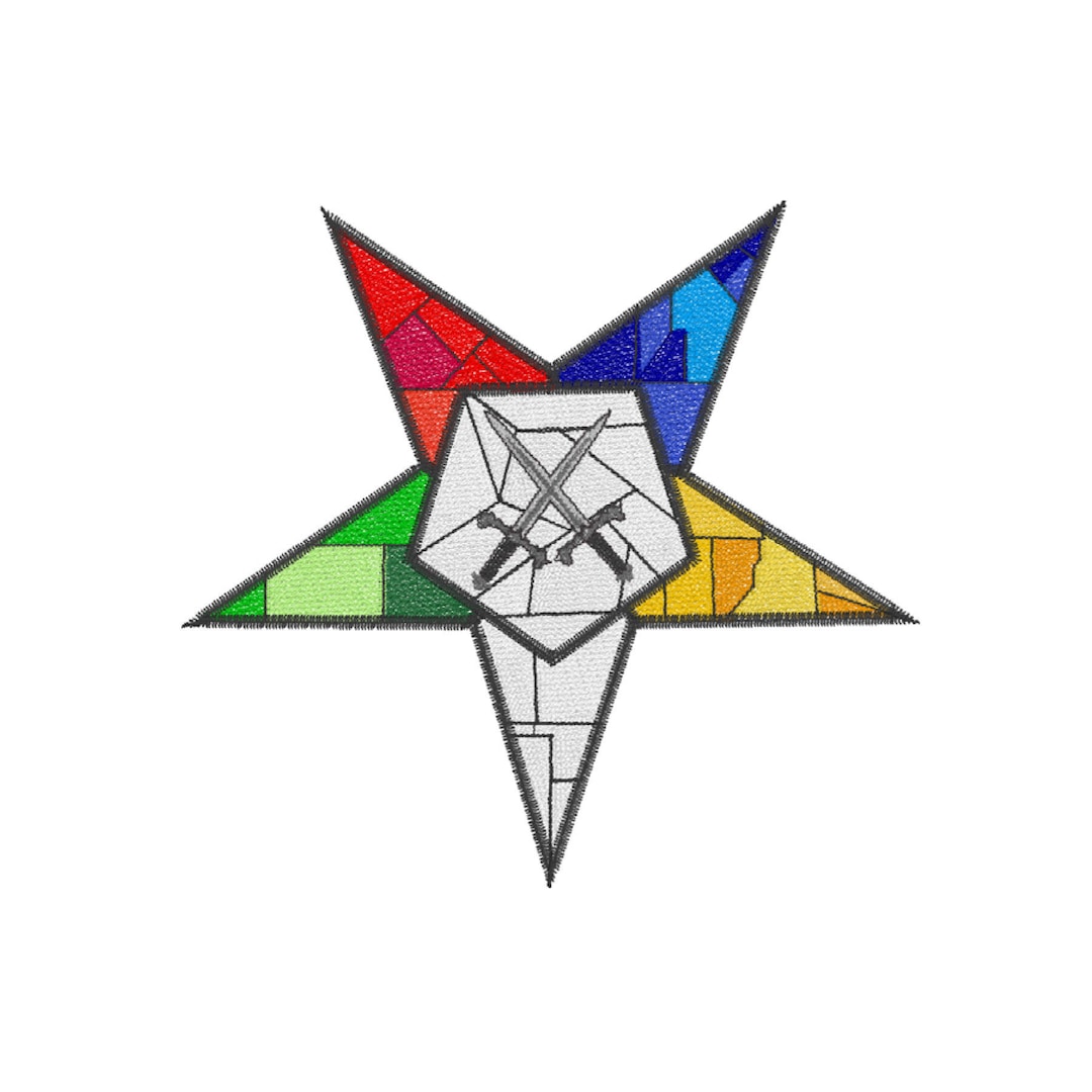 O.E.S. Sentinel Emblem Stained Glass - 4x4 - Embroidery Design Digital ...