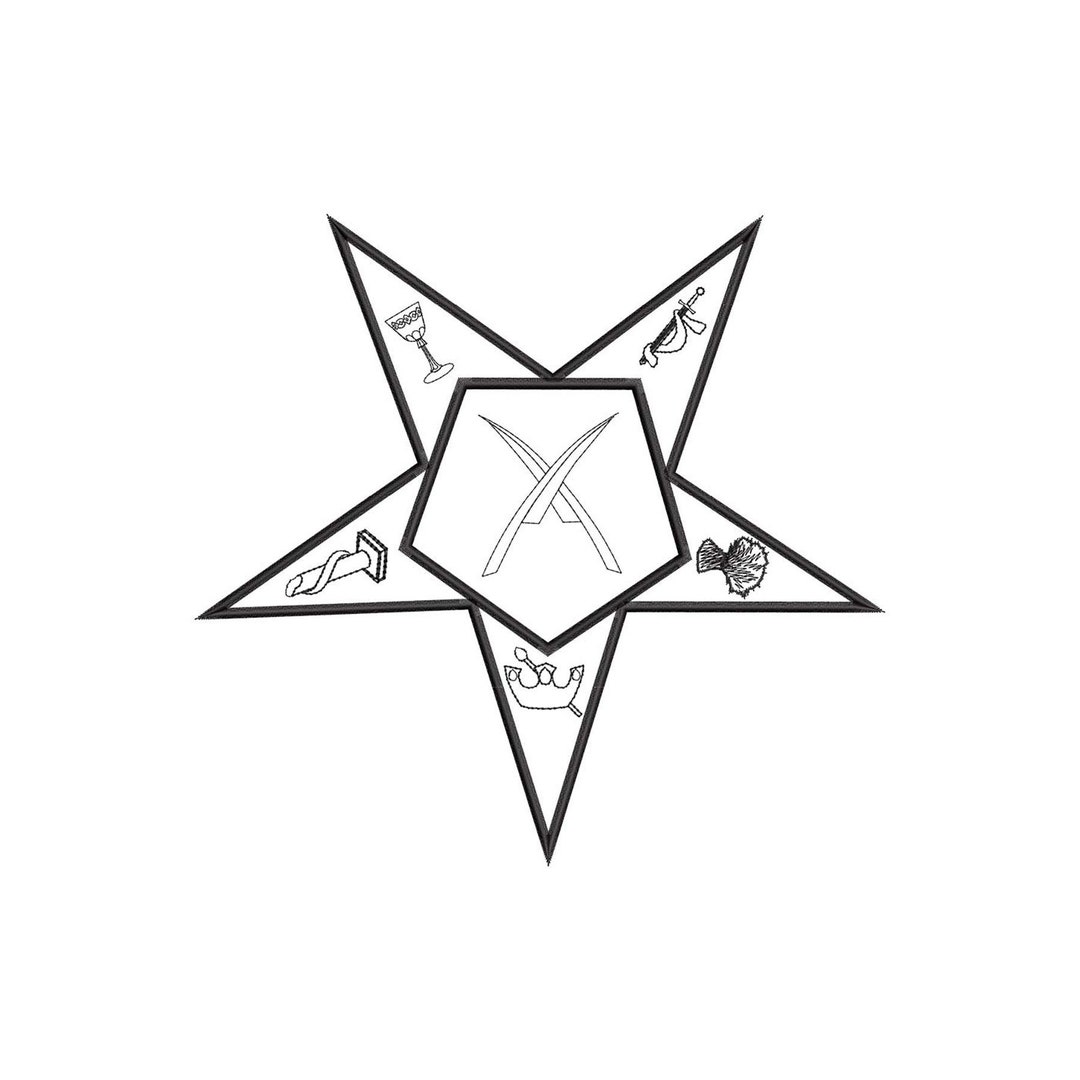 OES Secretary Badge in Blackwork - Officer Designs -embroidery Design ...