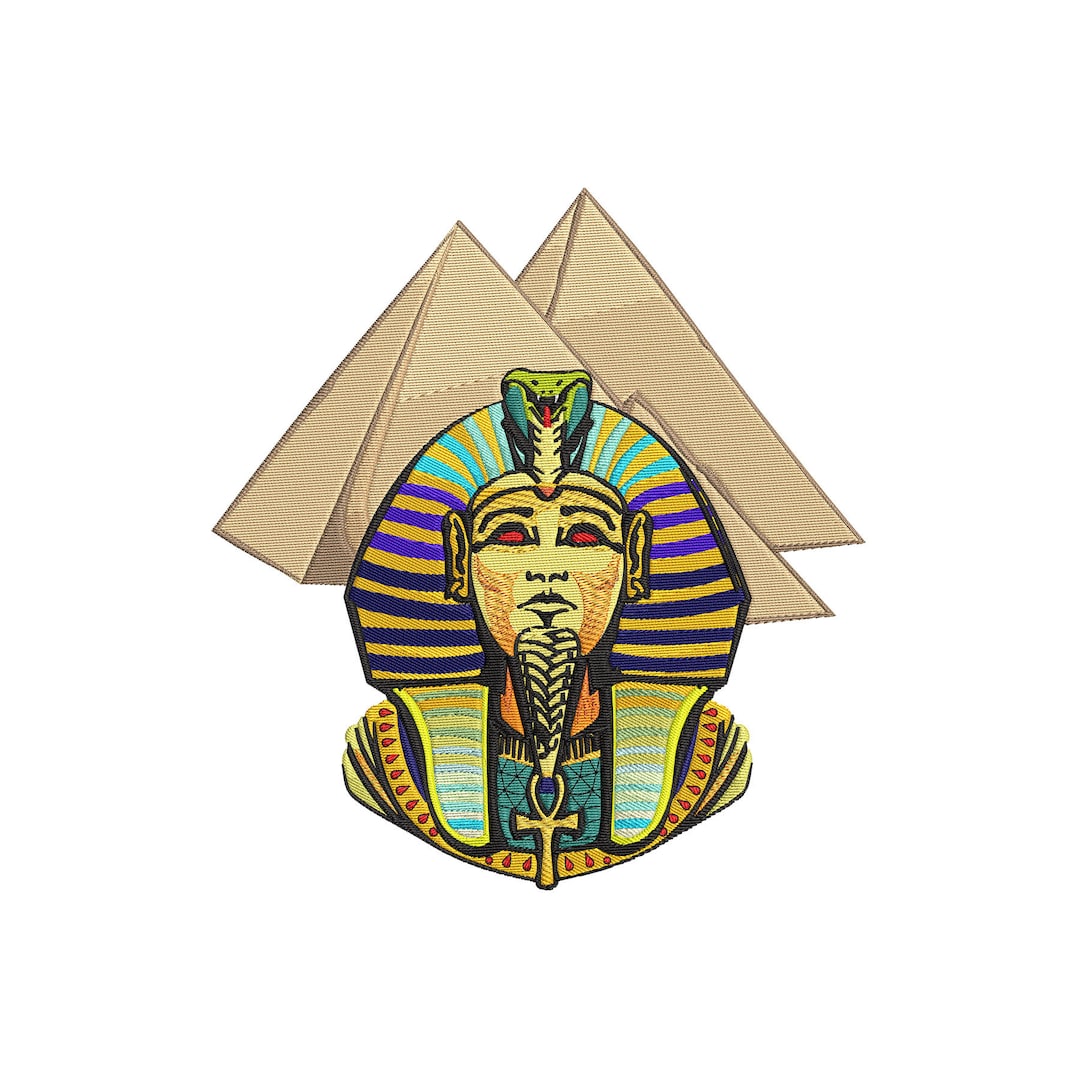 Egyptian Multi-color Pharaoh & Pyramids - Embroidery Design - 4x4, 6x6 ...