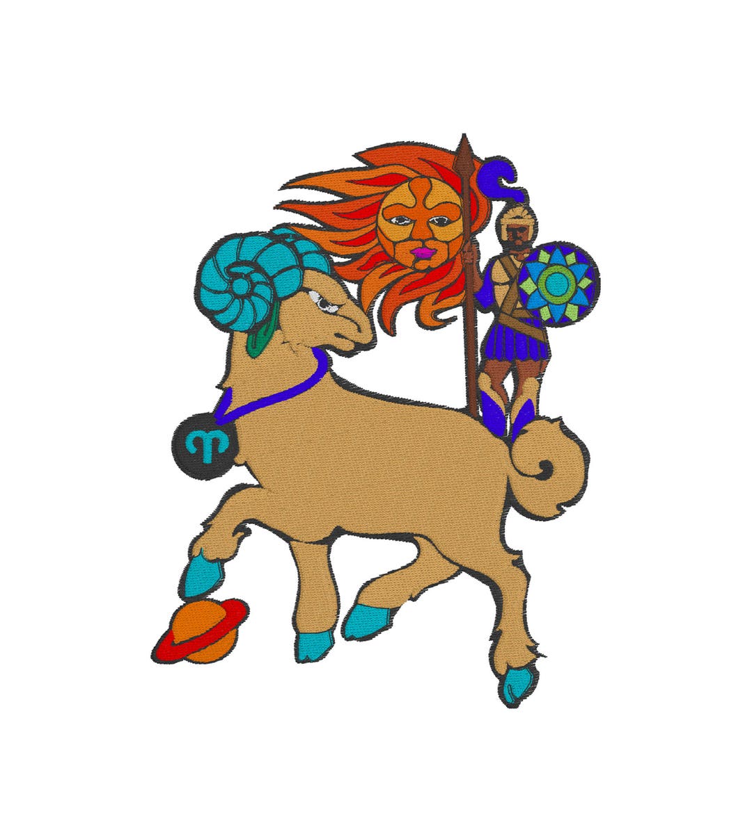 Art Deco Aries Design - Zodiac Sign - Embroidery Design - the Ram- 4x4 ...