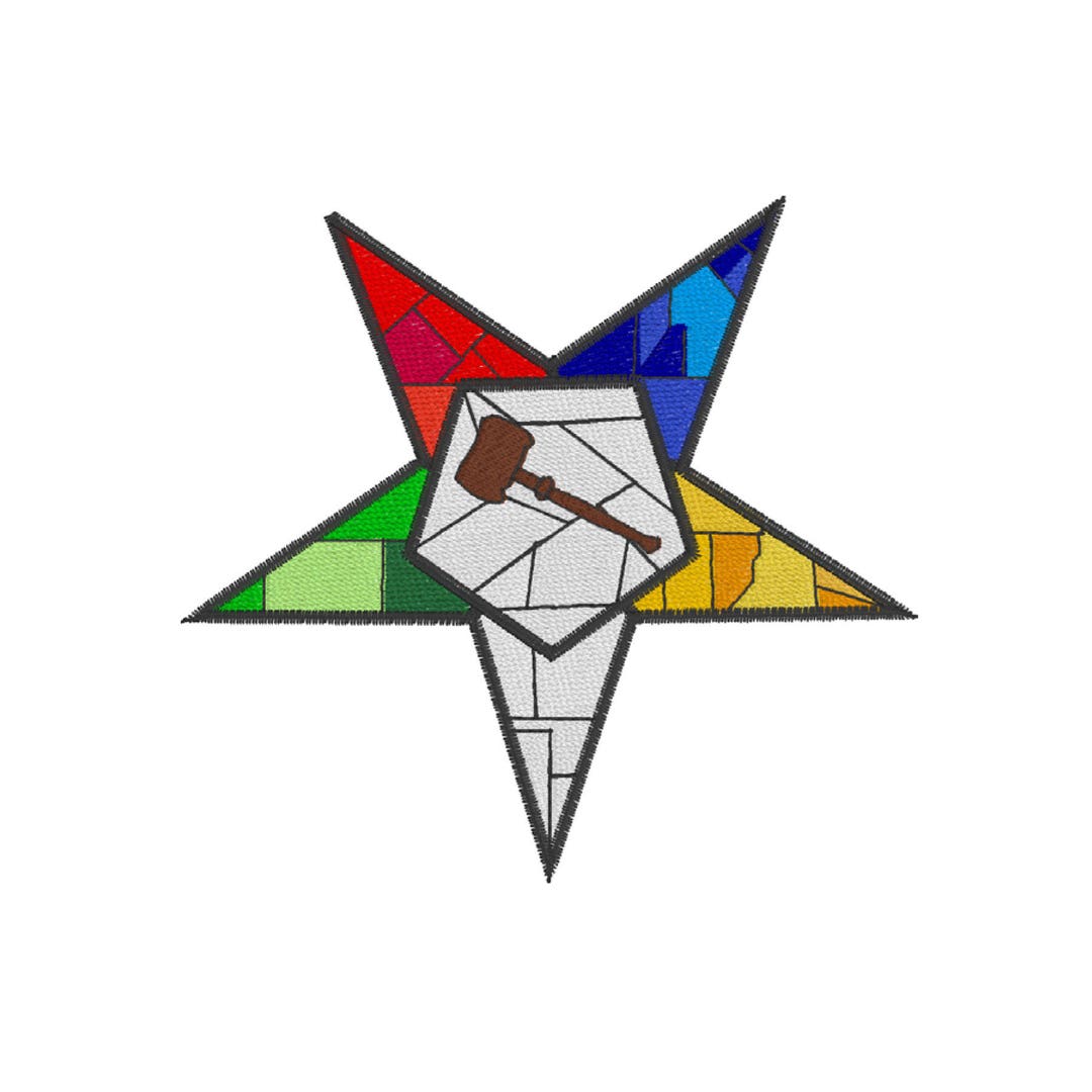 O.E.S. Worthy Matron Emblem Stained Glass - 4x4 - Embroidery Design ...