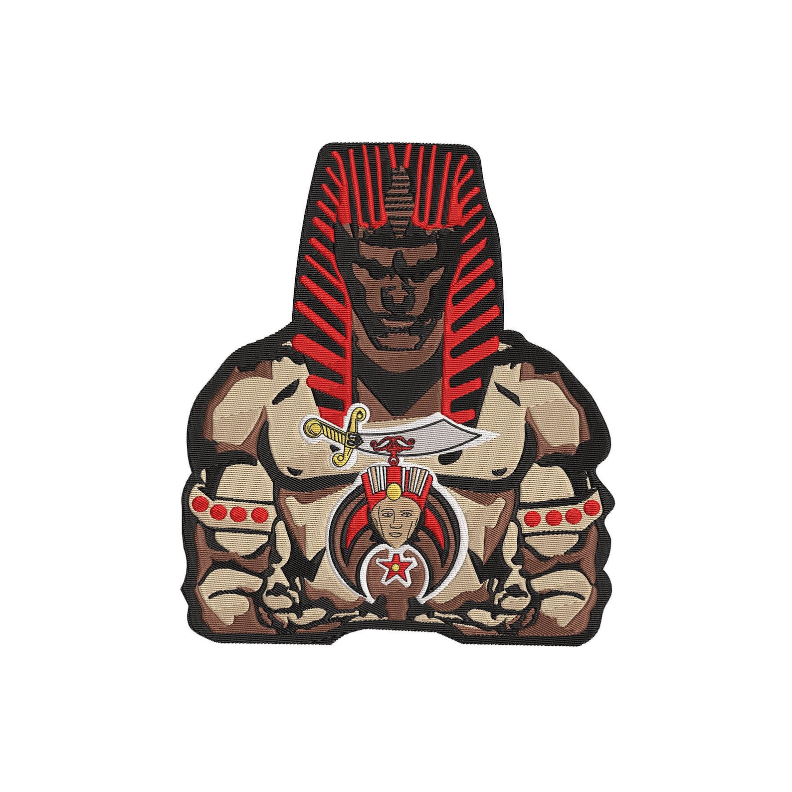 Pharaoh and Shrine Emblem- Embroidery Design - 4x4, 6x6, 7x8, 9x10 ...