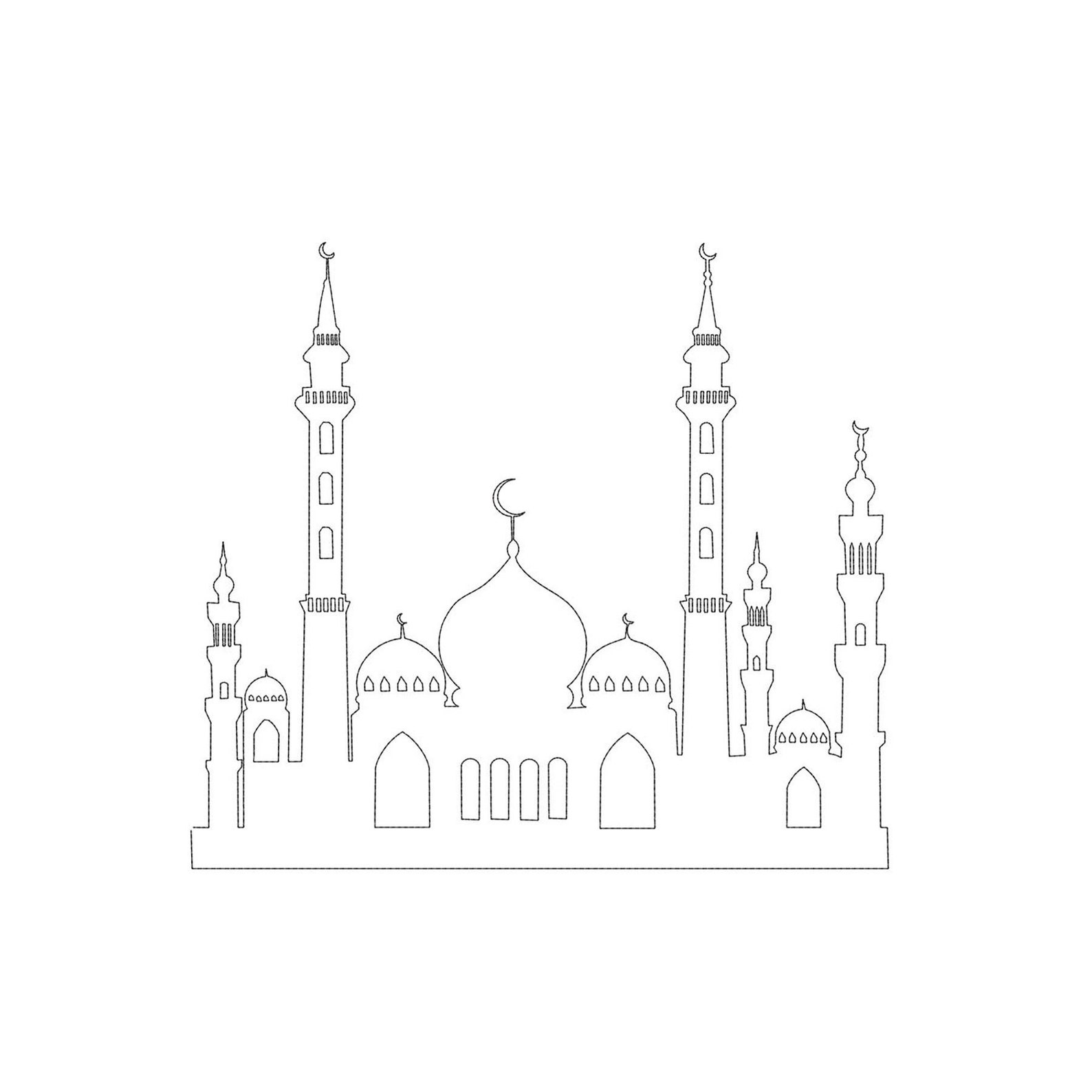 Mosque Outline Islamic Temple Outline Embroidery Design 4x4, 6x6, 8x8 ...