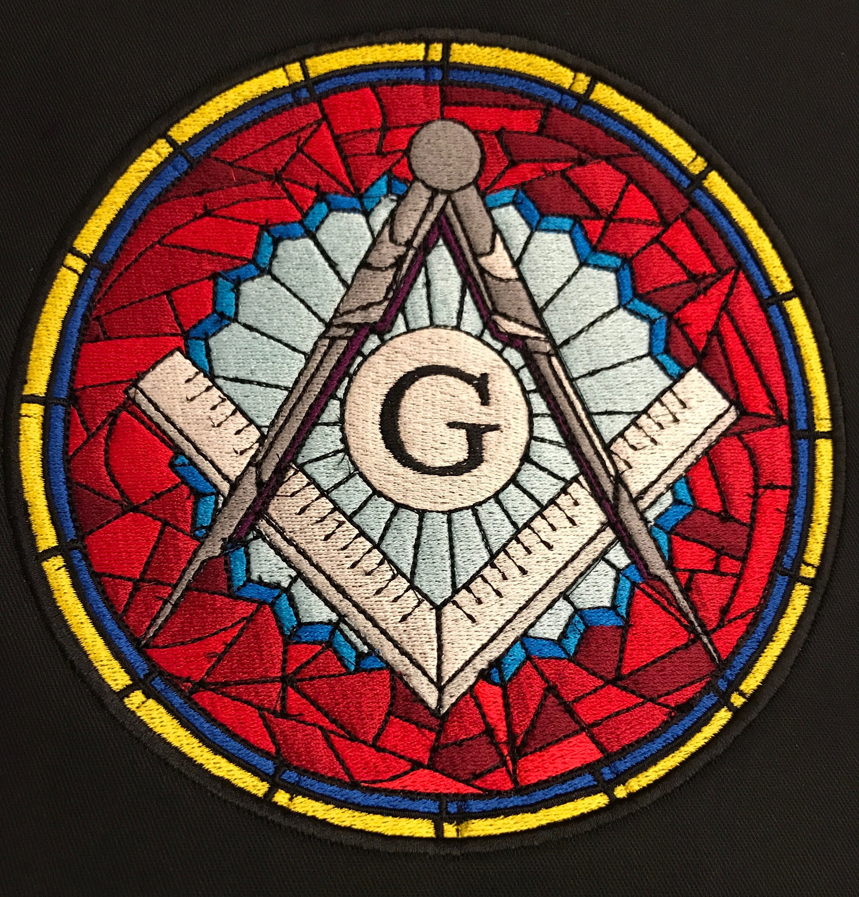 Square and Compasses Stained Glass 4x4 Embroidery Design | Etsy