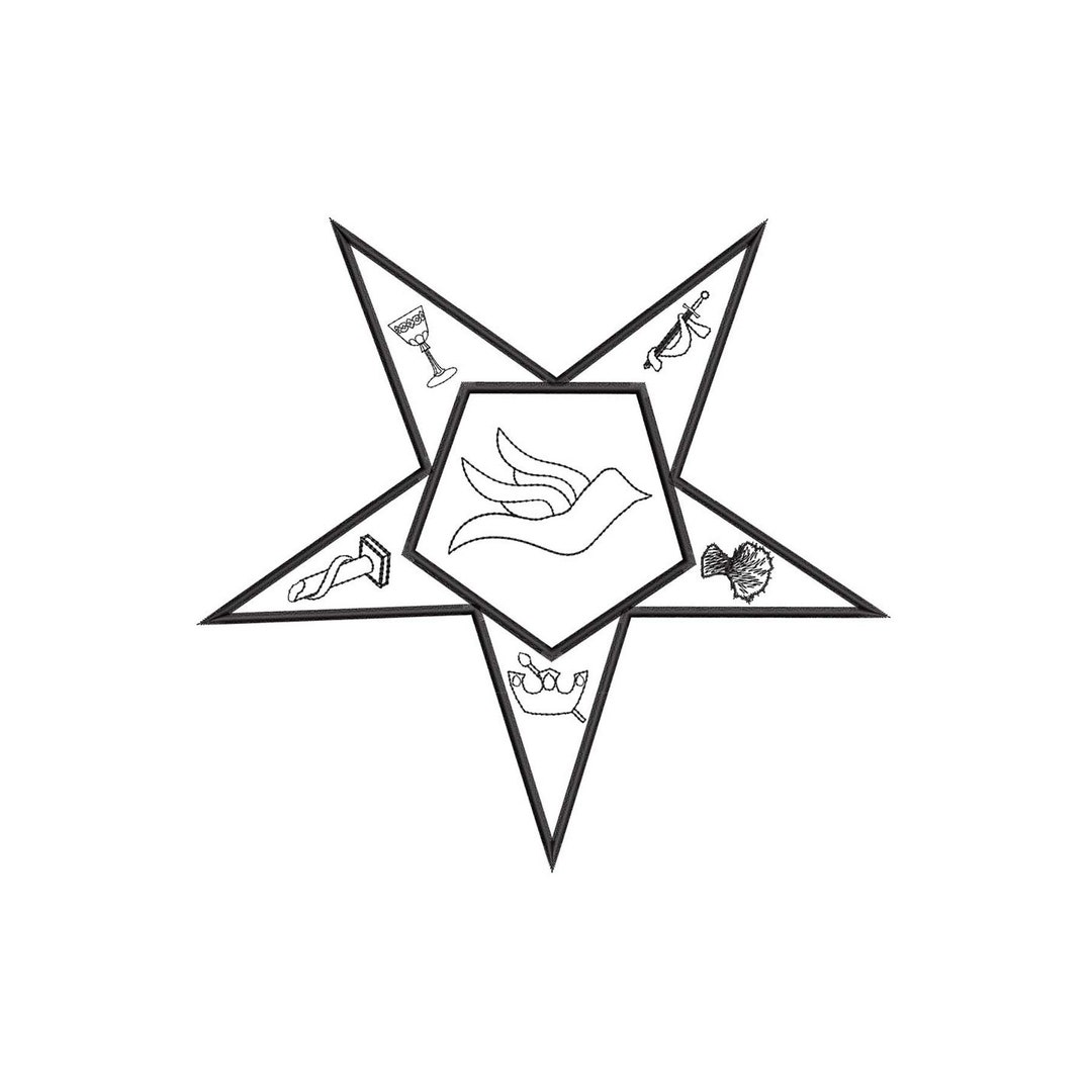 OES Warder Badge in Blackwork - Officer Designs -embroidery Design ...