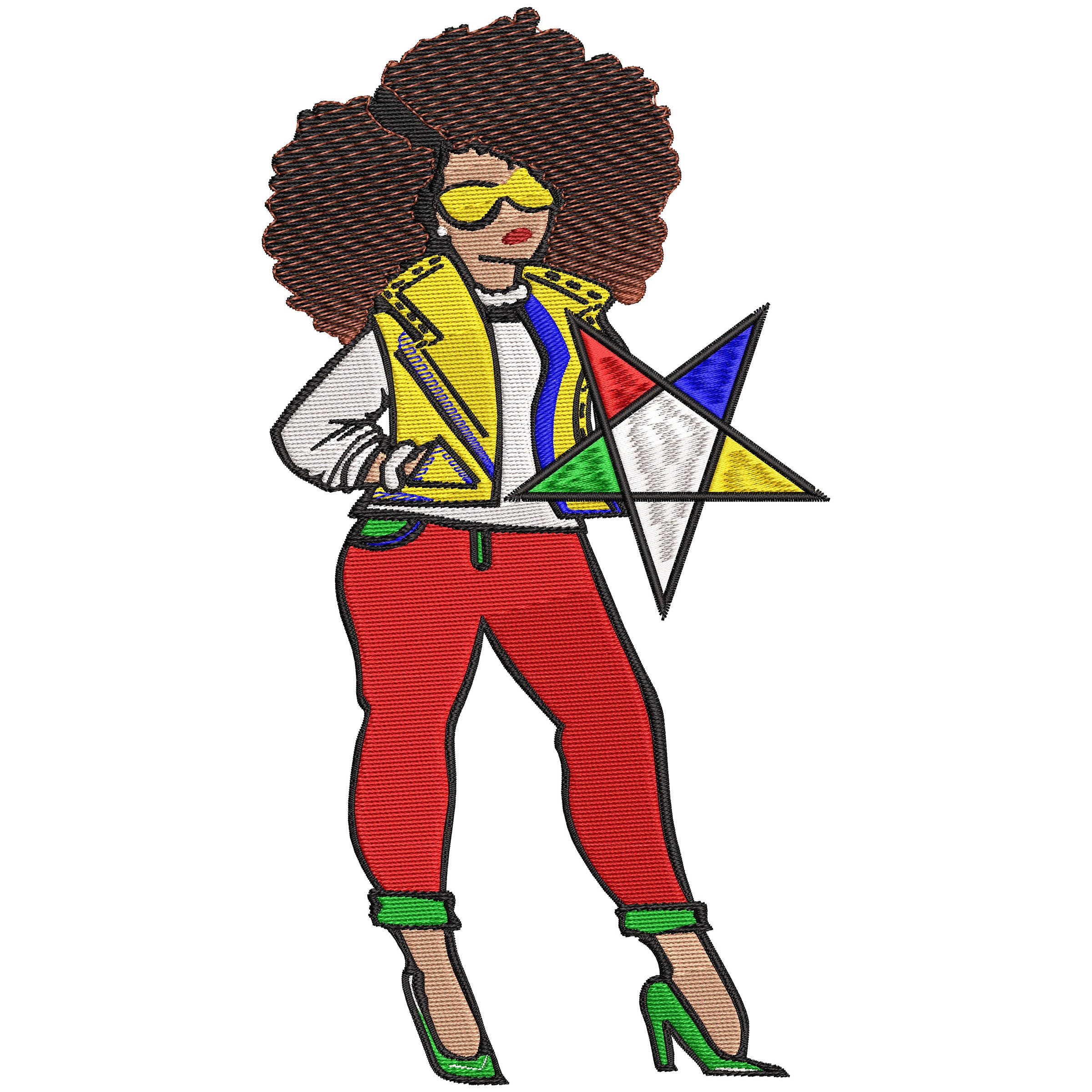 OES Lady in Capris- Digital Machine Embroidery Design - 3x4, 3x5, 4x6 ...