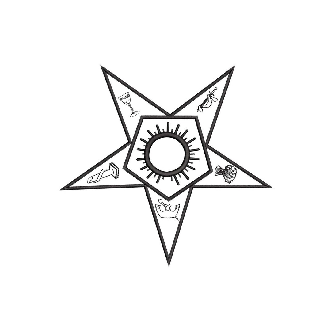 OES Associate Matron Badge in Blackwork - Officer Designs -embroidery ...