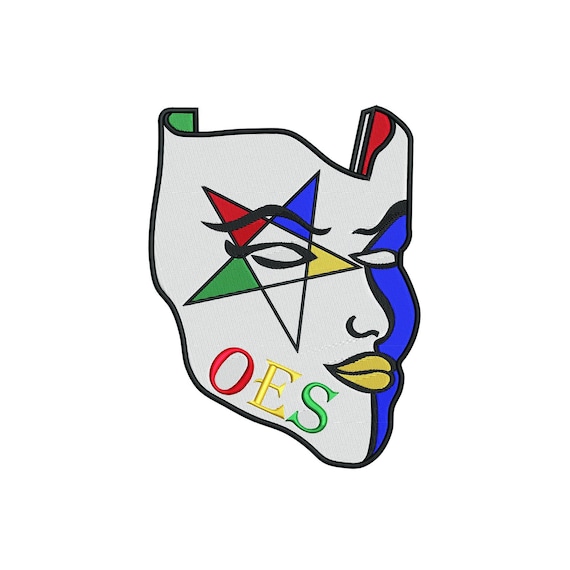 PHA OES Harlequin Face Filled Eastern Star Embroidery Design | Etsy