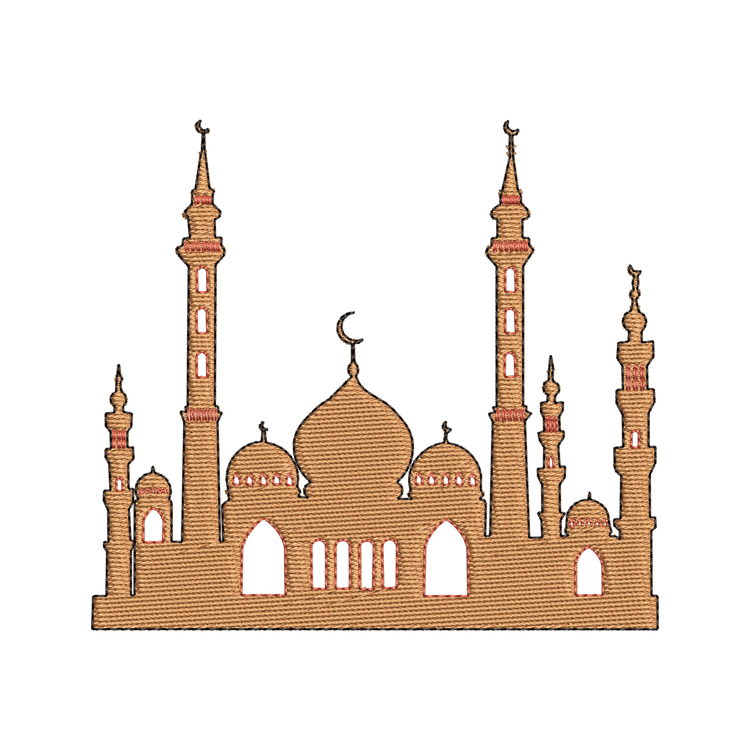 Mosque Filled - Islamic Temple - Digital Machine Embroidery Design ...