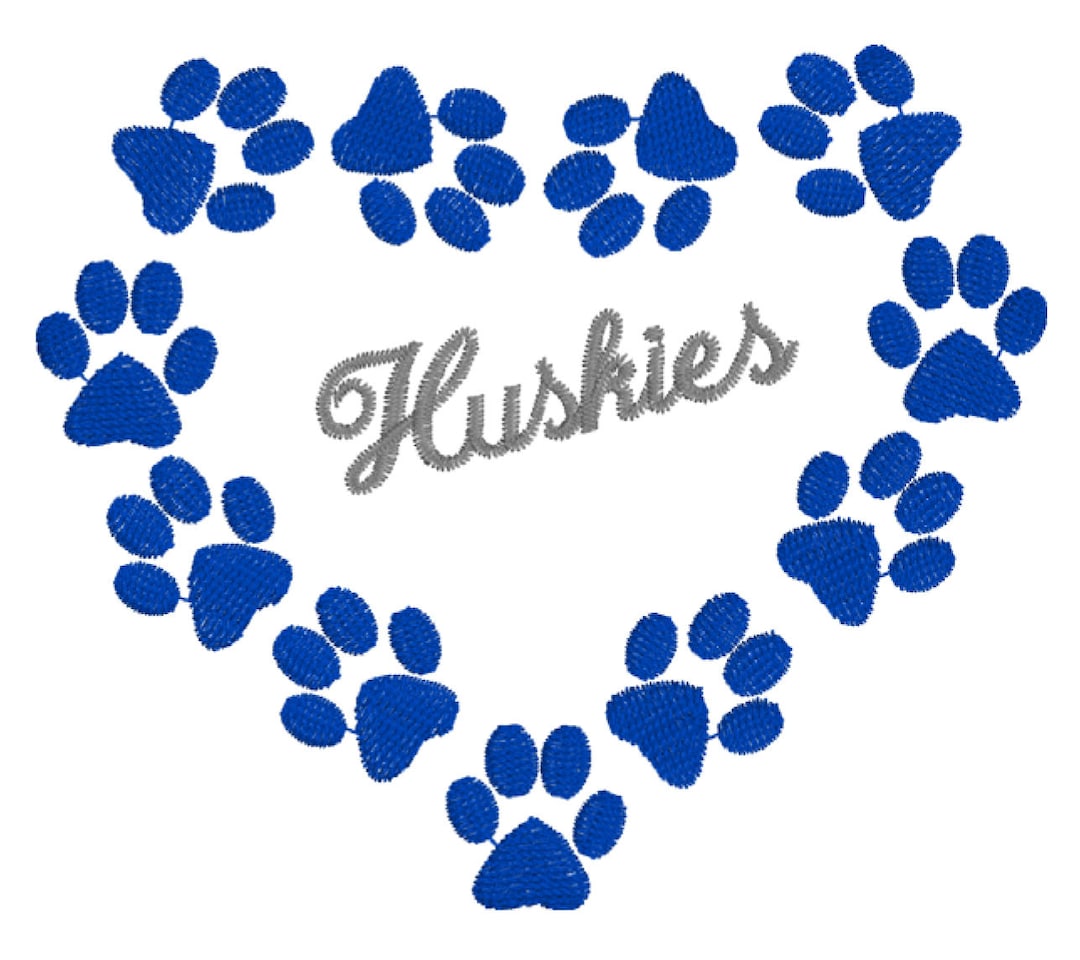 Husky Paw Print Heart - Embroidery Design - 2x3, 4x4 - Etsy