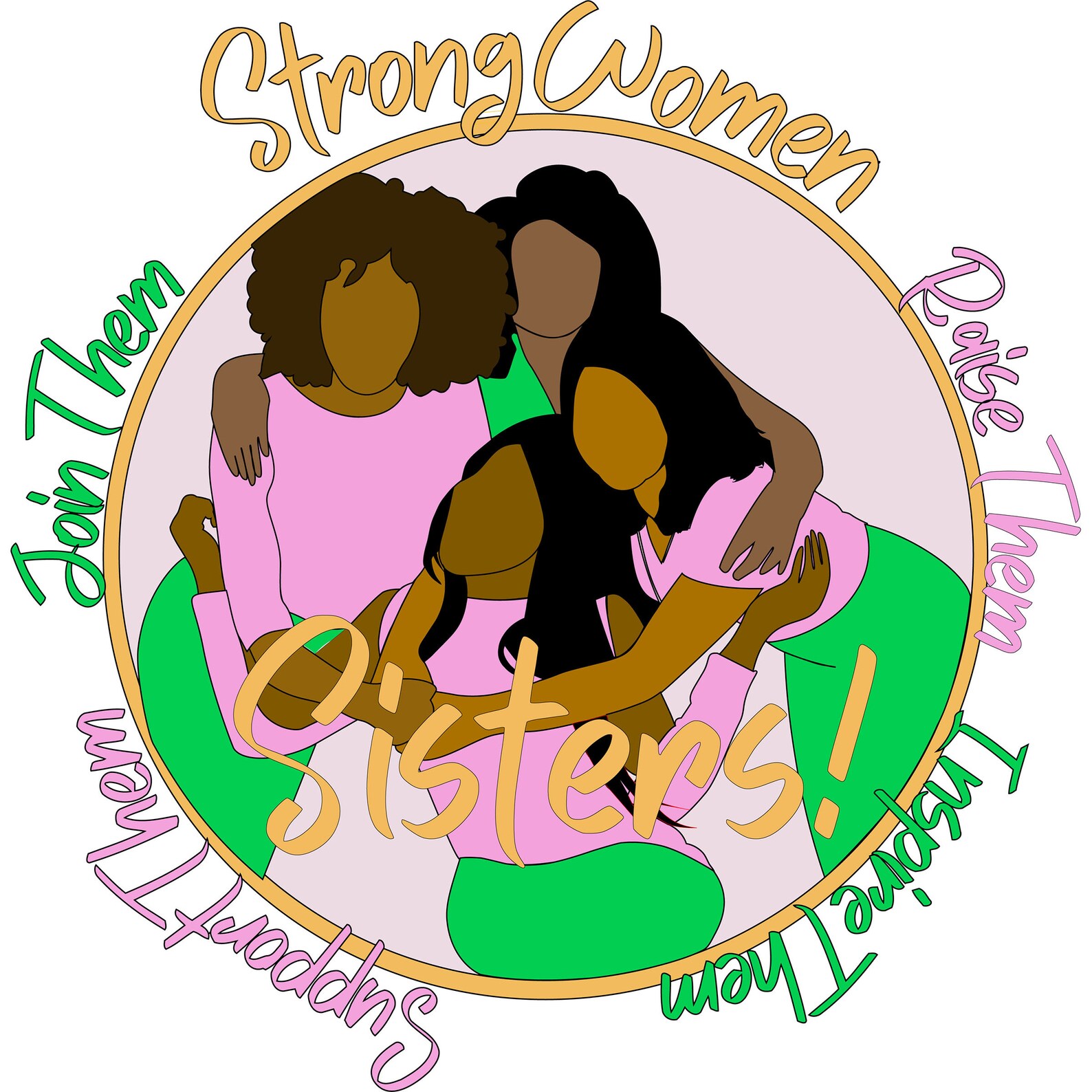 Green and Pink Strong Women - Silhouette Cut Files - Jpeg, Svg, Eps ...