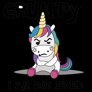 Grumpy Unicorn - Silhouette and Cricut Cut Files - Jpeg, Svg, Eps, Png ...