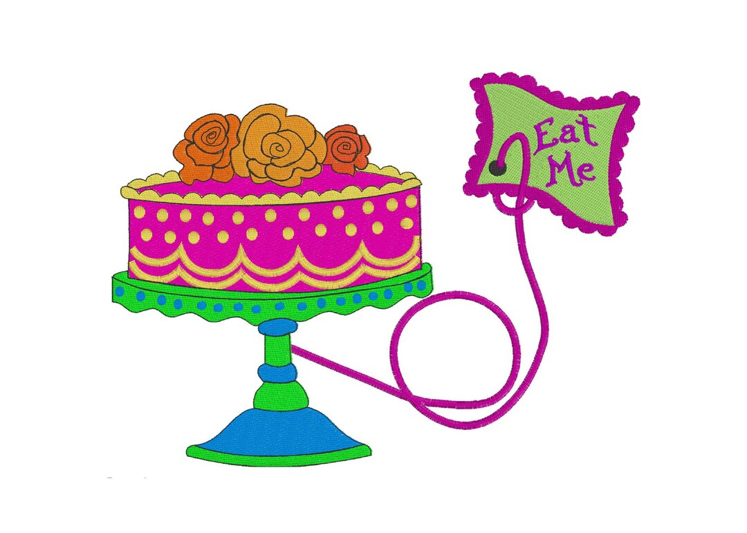 Eat Me! Cake - Embroidery Design - Alice in Wonderland - 3x4, 5x6, 6x8 ...