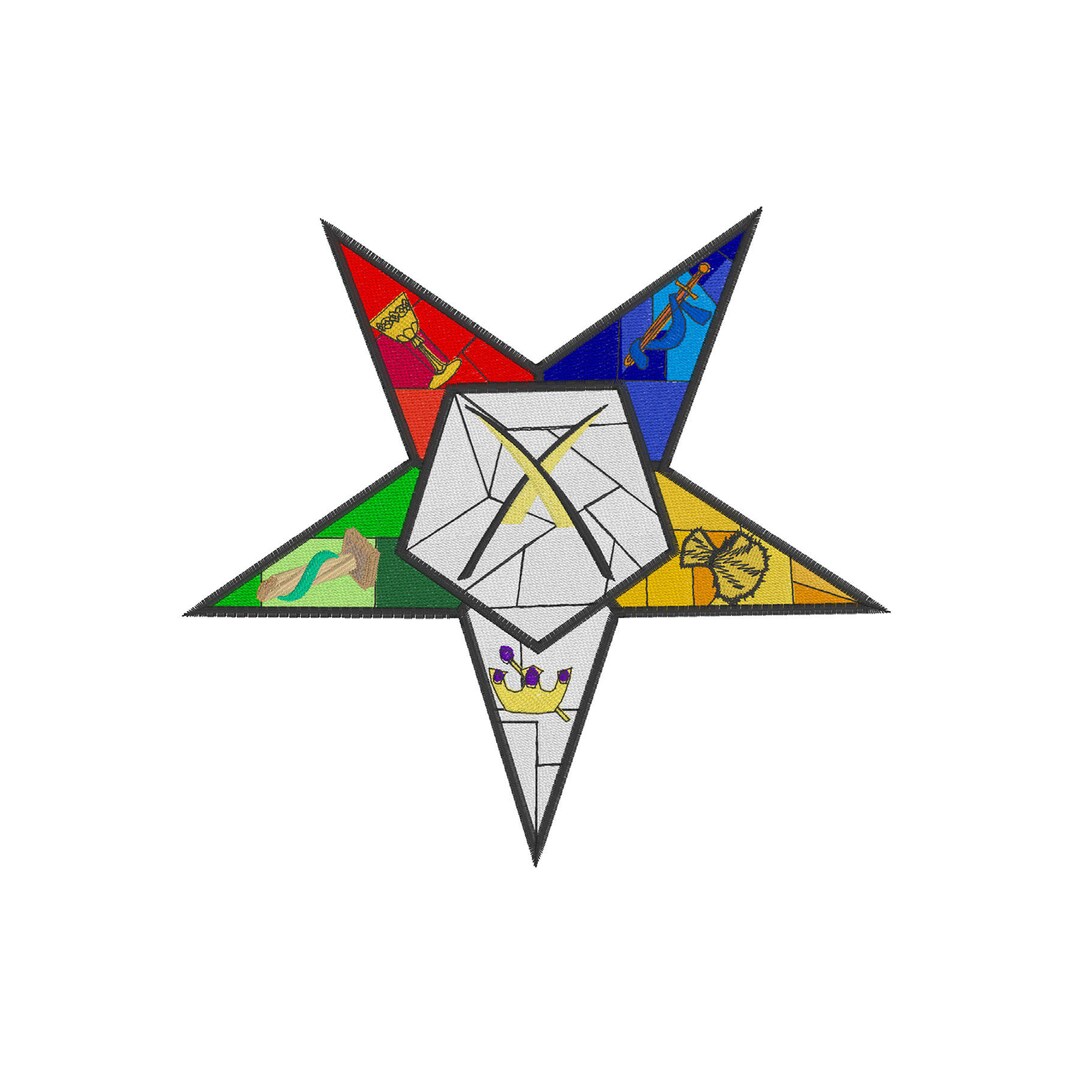 O.E.S. Secretary Emblem Stained Glass - 6x6, 7x7 and 10x10 - Embroidery ...
