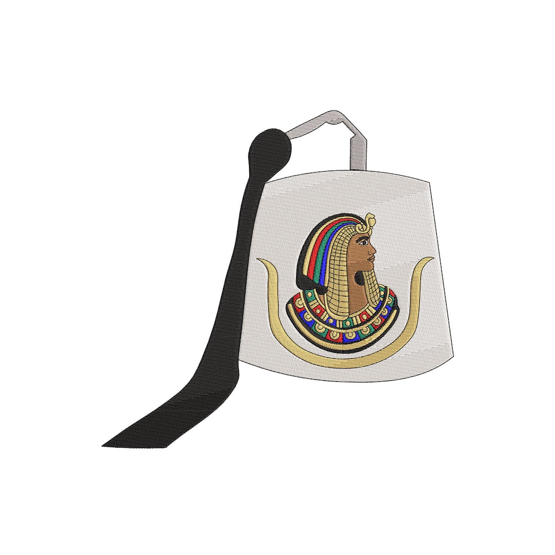 DOI White Fez - Embroidery Design - 3.5x3.5, 4x4, 6x6, 8x8, 10x10 ...