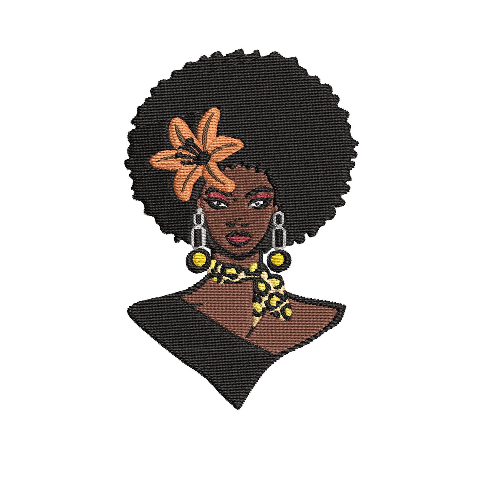 Tiger Lily Lady - Digital Machine Embroidery Design - 3x4, 4x5, 4x6 ...