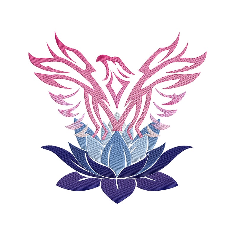 Phoenix Rising From Lotus Digital Embroidery Design 4x4 - Etsy