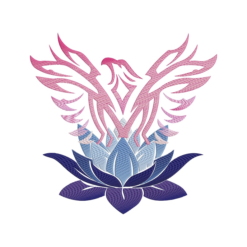 Phoenix Rising From Lotus Digital Embroidery Design 4x4 - Etsy
