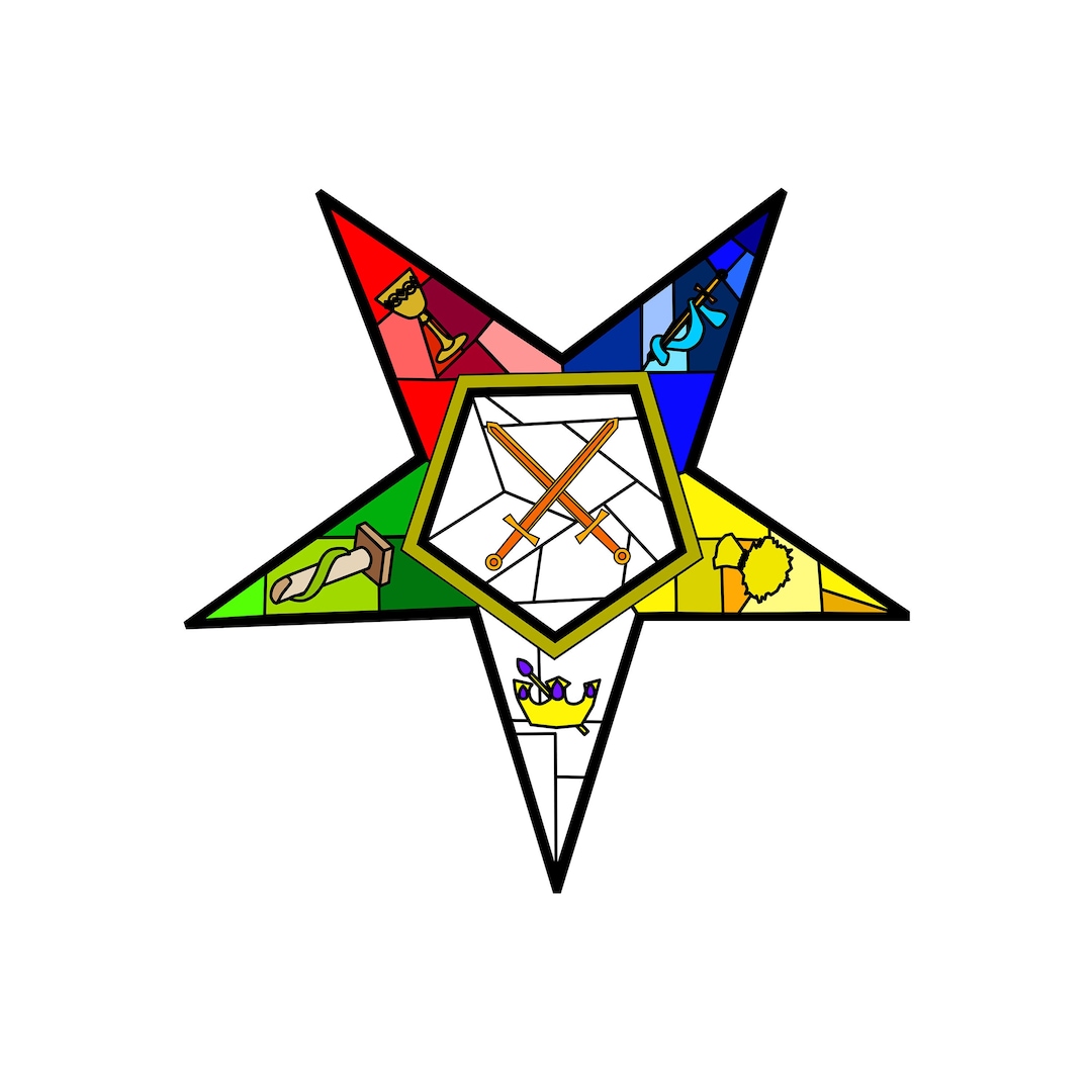 O.E.S. Sentinel Stained Glass- Silhouette & Cricut Cut Files - Jpeg ...