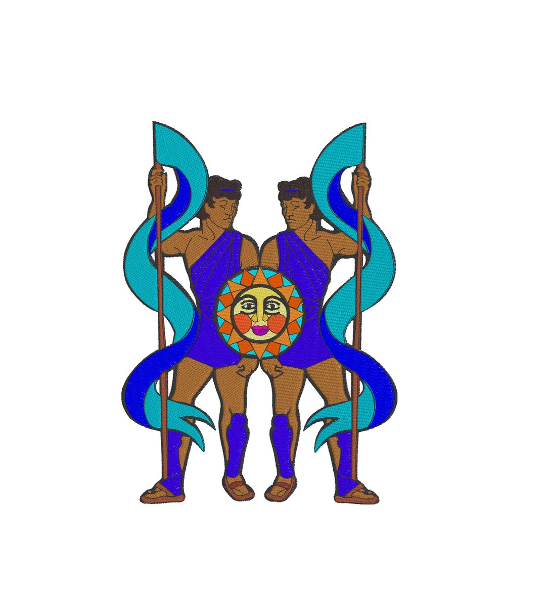 Art Deco Gemini Design - Zodiac Sign - Embroidery Design - the Twins ...