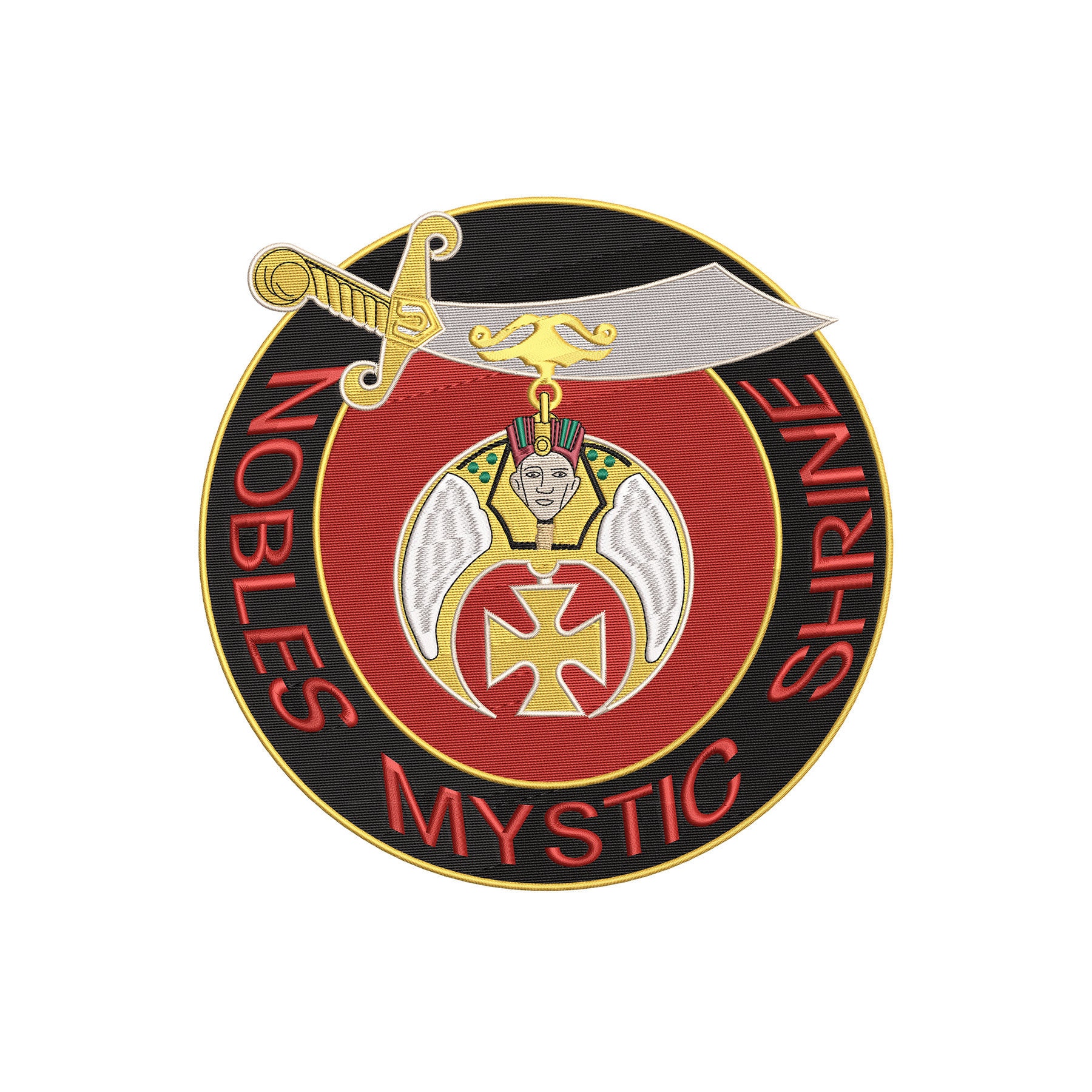 Shriners Emblem With Cross - Digital Embroidery Design - Scimitar and ...