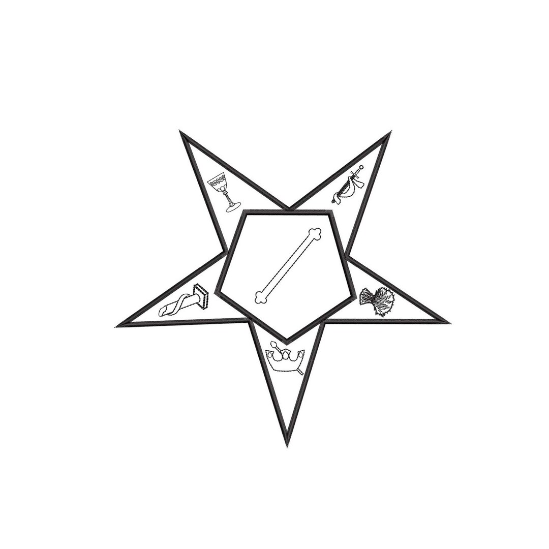 OES Marshall Badge in Blackwork - Officer Designs -embroidery Design ...