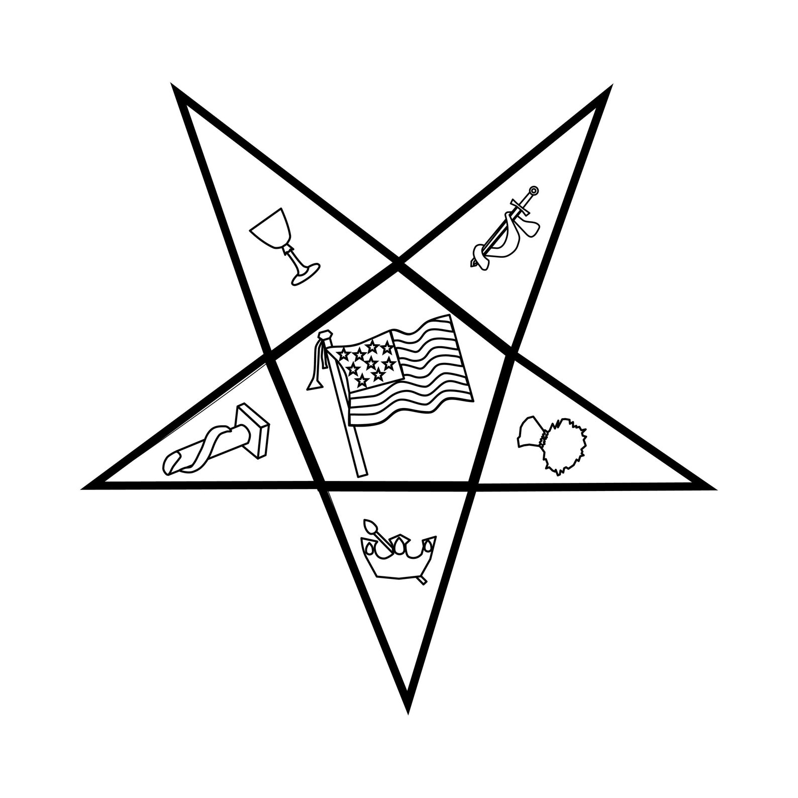 PHA O.E.S. USA Flag Bearer Blackwork - Silhouette & Cricut Cut Files ...