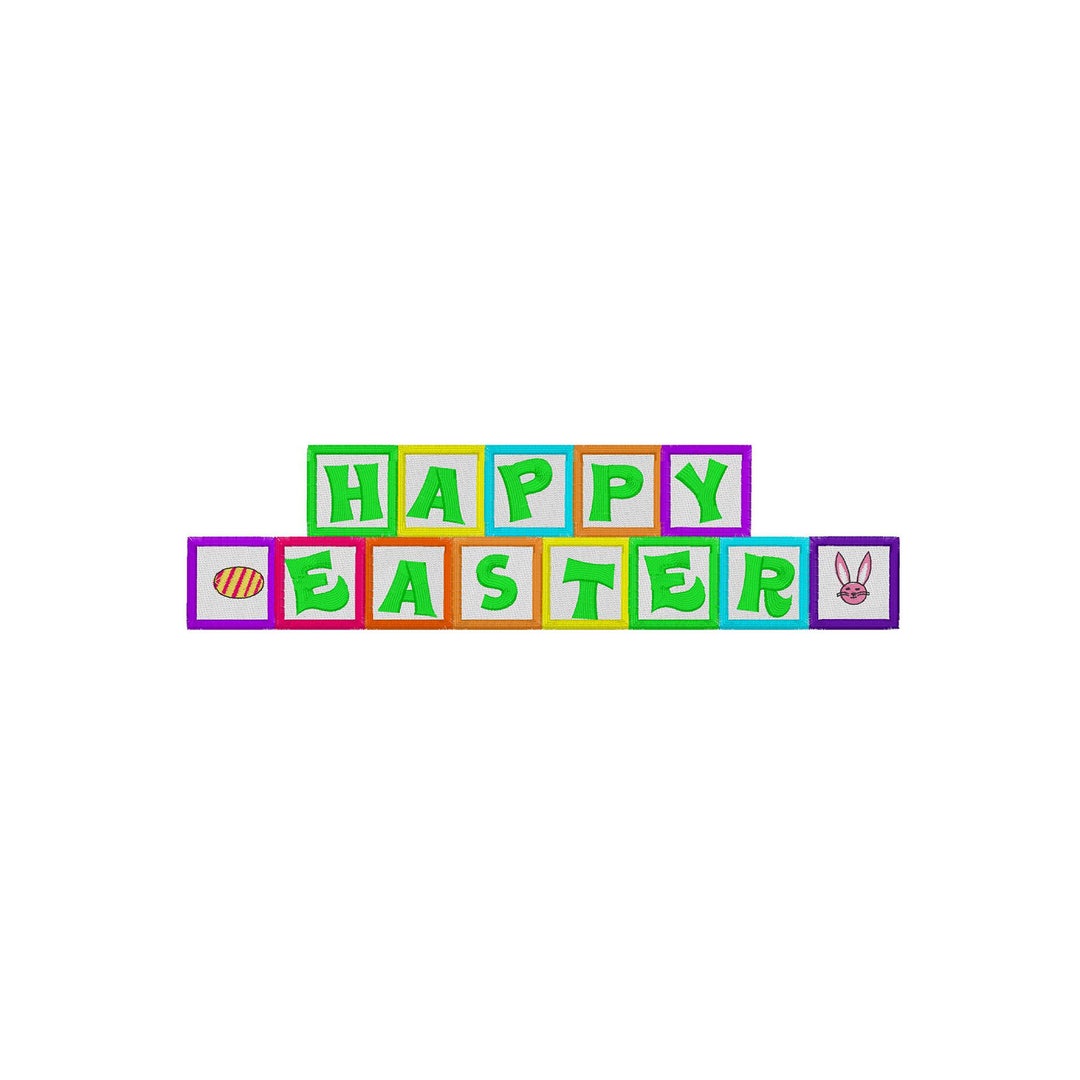 Happy Easter Blocks- Embroidery Design -2x6, 2x8, 3x10, 3x12 - Etsy