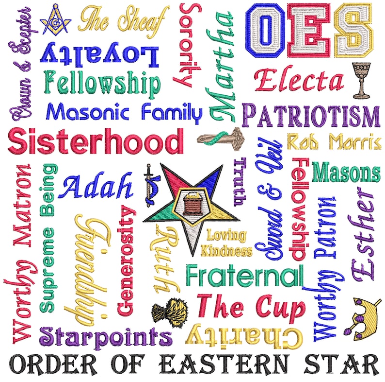OES Word Square - Order of Eastern Star- Eastern Star- Embroidery ...