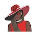HOJ Lady in Red Hat - Digital Machine Embroidery Design - 4x4, 5x5, 6x6, 7x7, 8x8, 9x9, 10x10 ...