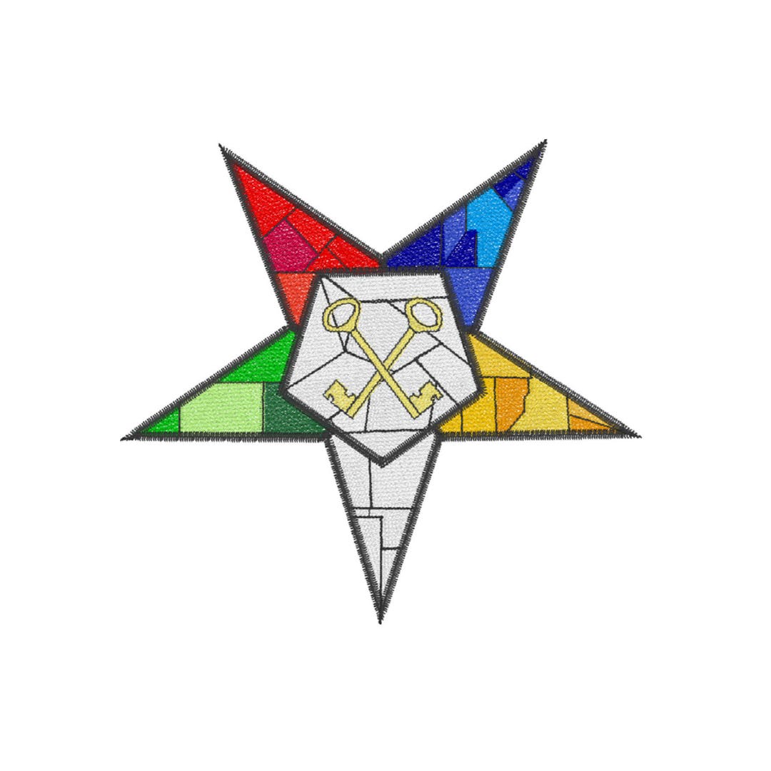 O.E.S. Treasurer Emblem Stained Glass - 4x4 - Embroidery Design Digital ...