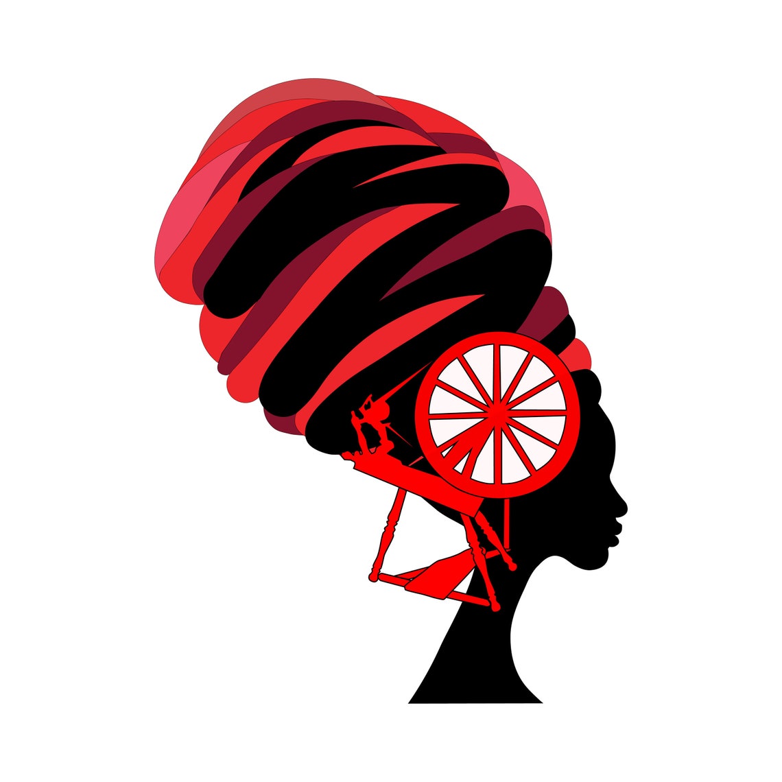 HOJ Lady in Painted Hair Wrap Silhouette & Cricut Cut Files - Etsy