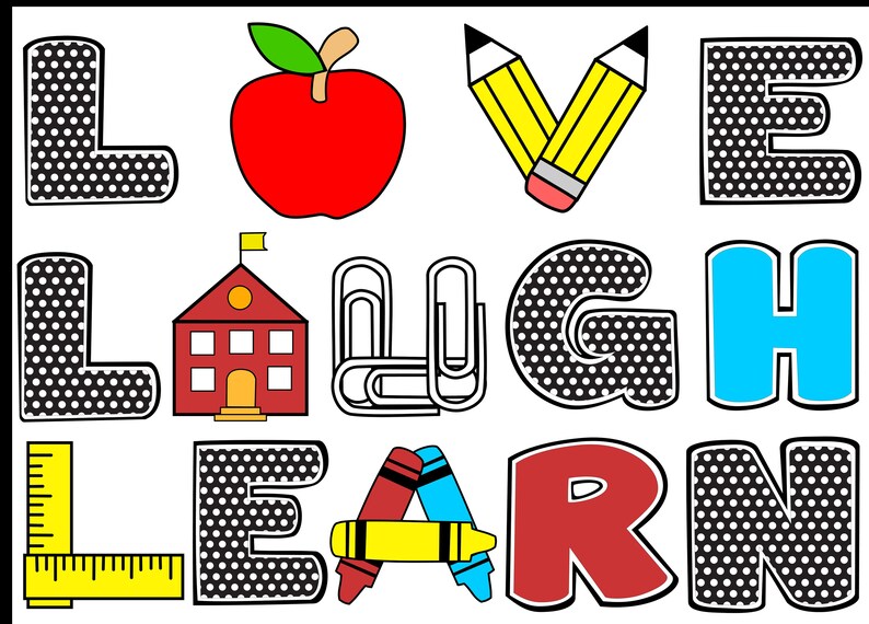 Love Laugh Learn - Silhouette Cut Files - Jpeg, Svg, Eps, Png - High ...