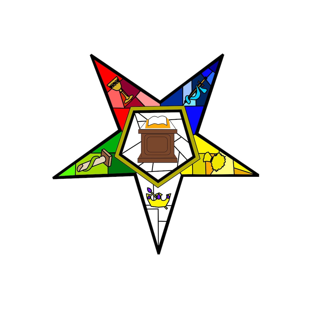 O.E.S. Star With Altar Stained Glass- Silhouette & Cricut Cut Files ...