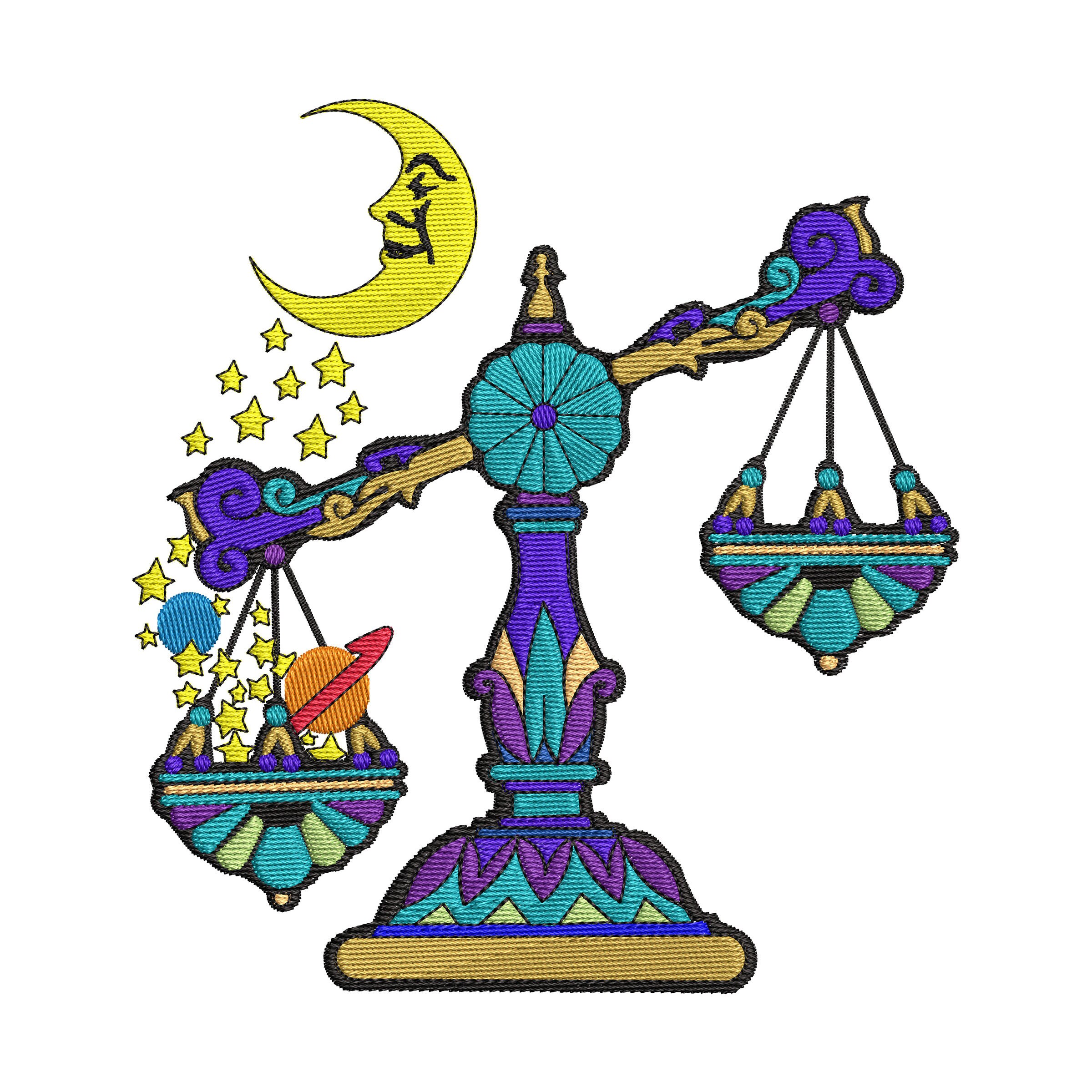 Art Deco Libra Design Digital Machine Embroidery Design - Etsy