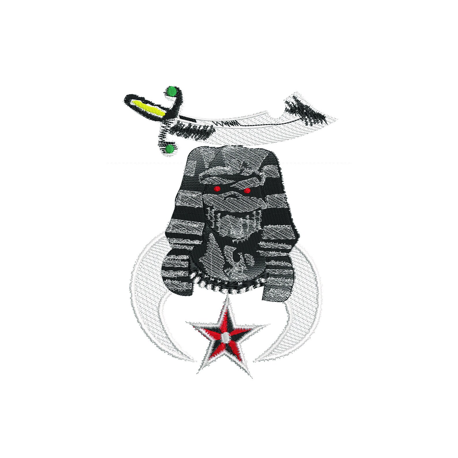 Zombie Pharaoh Shrine Emblem- Embroidery Design - 3x4, 5x6, 6x8, 8x10 ...
